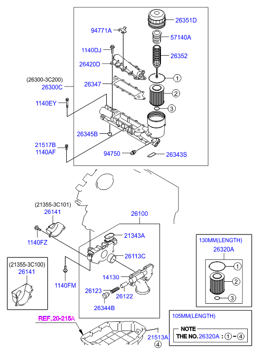 Фильтр масляный Service Kit (уплотнитель-2шт, шайба-1шт) вин код 26320 ...