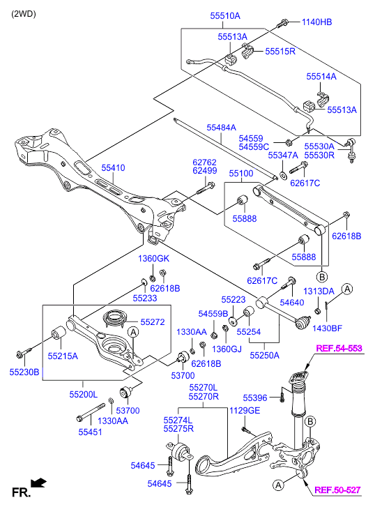 Стойка стабилизатора задняя левая (аналог 55530-2W000) вин код 55530 ...