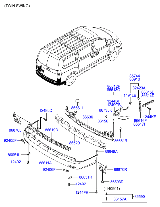 Бампер задний вин код 86611-4H000 цена – купить в Киеве, Харьков, Днепр ...
